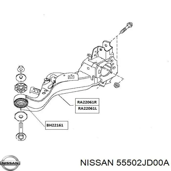 55502JD00A Nissan/Infiniti Рычаг (тяга) задней подвески продольный ...