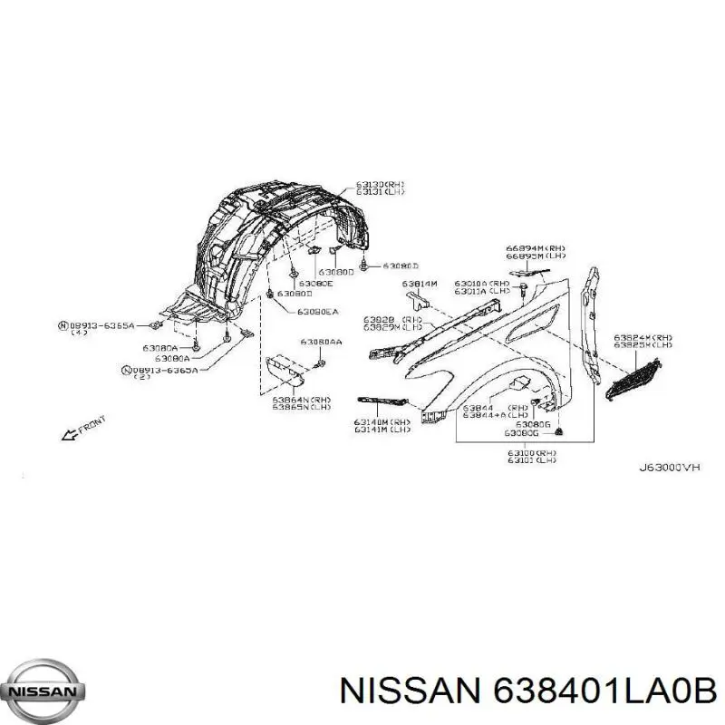 638401LA0B Nissan/Infiniti Подкрылок крыла переднего правый