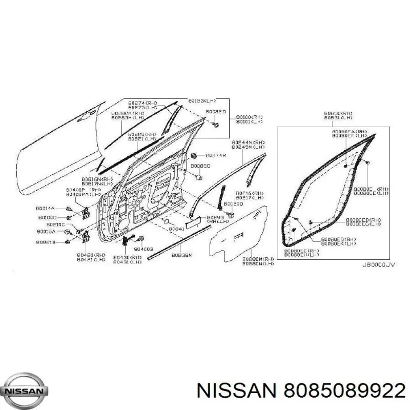 8085089922 Nissan/Infiniti Пистон (клип) крепления обшивки двери