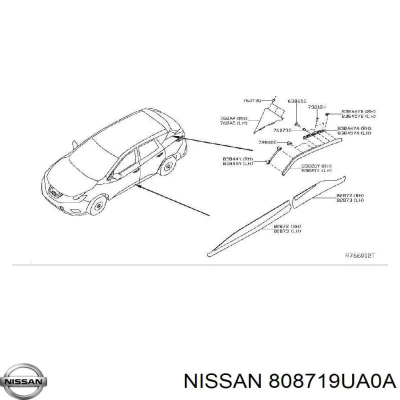 808719UA0A Nissan/Infiniti молдинг двери передней левой нижний