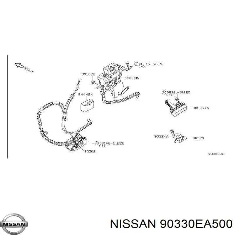 90330EA500 Nissan/Infiniti Замок стекла багажника (двери 3/5-й задней ...