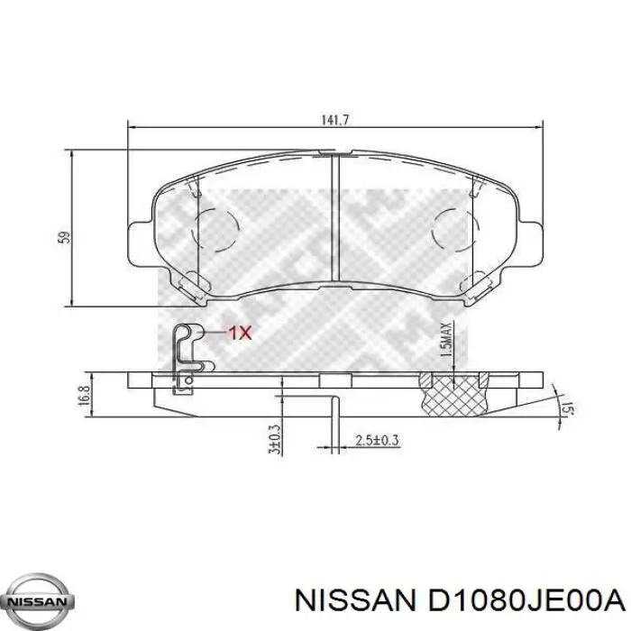 D1080JE00A Nissan/Infiniti Комплект пружинок крепления дисковых колодок ...