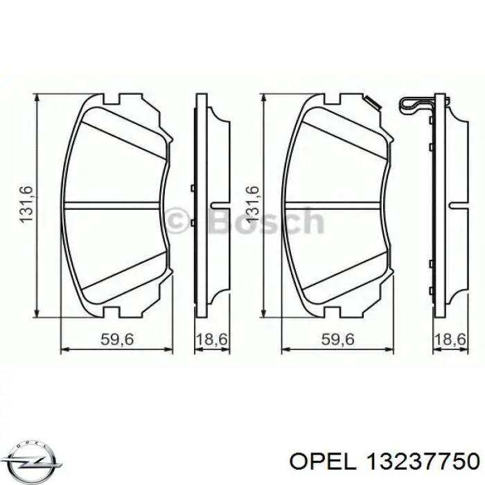 13237750 Opel колодки тормозные передние дисковые