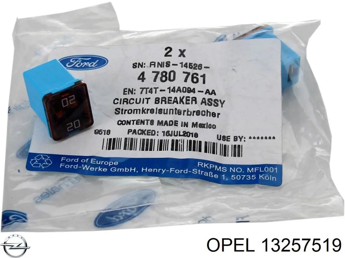 13257519 Opel предохранитель