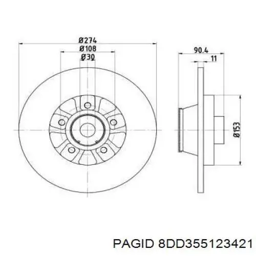 8DD355123421 HELLA-PAGID диск тормозной задний