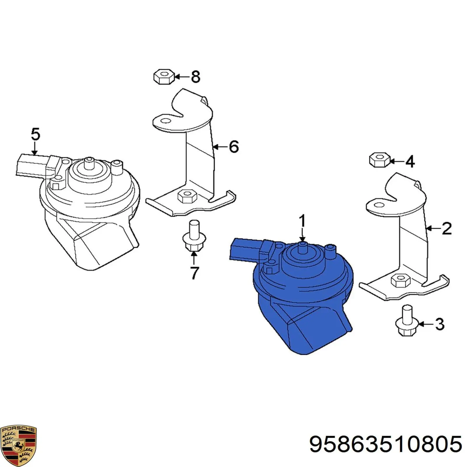 95863510805 Porsche сигнал звуковой низкий тон