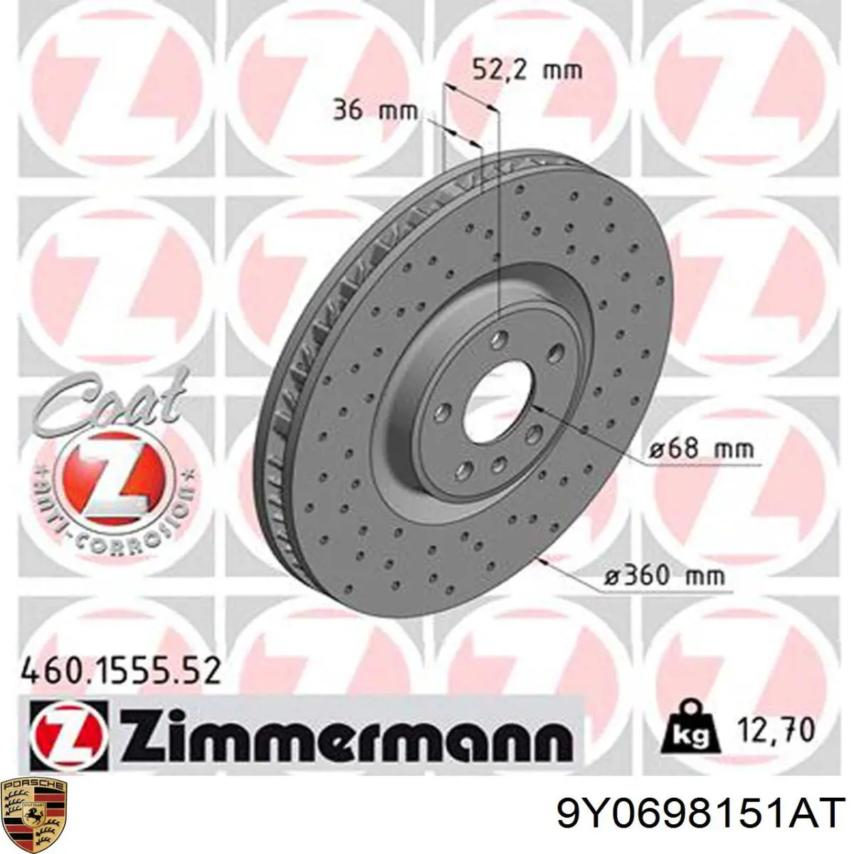 9Y0698151AT Porsche колодки тормозные передние porsche cayenne 9ya