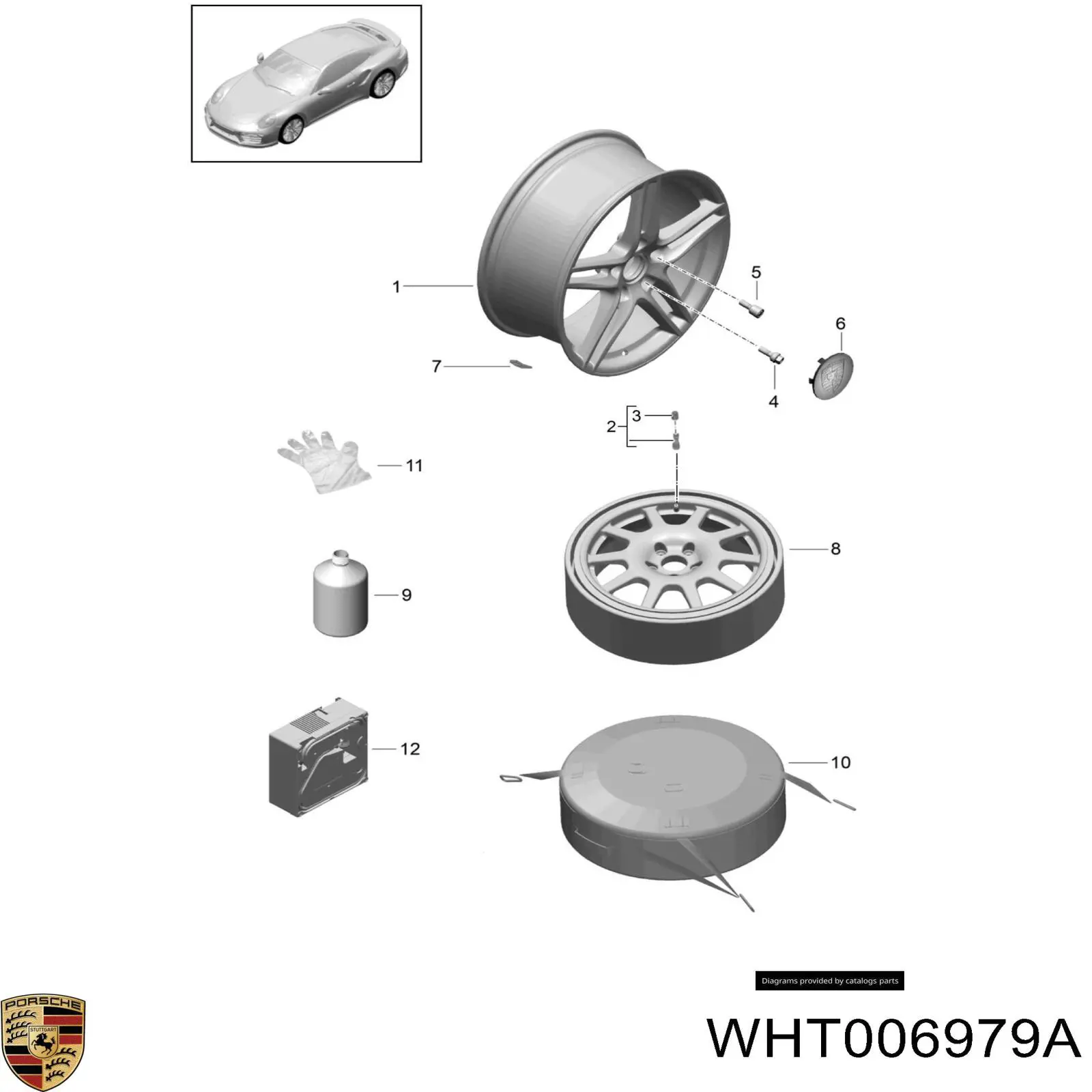WHT006979A Porsche секретки колесные к-т 4 шт с ключом