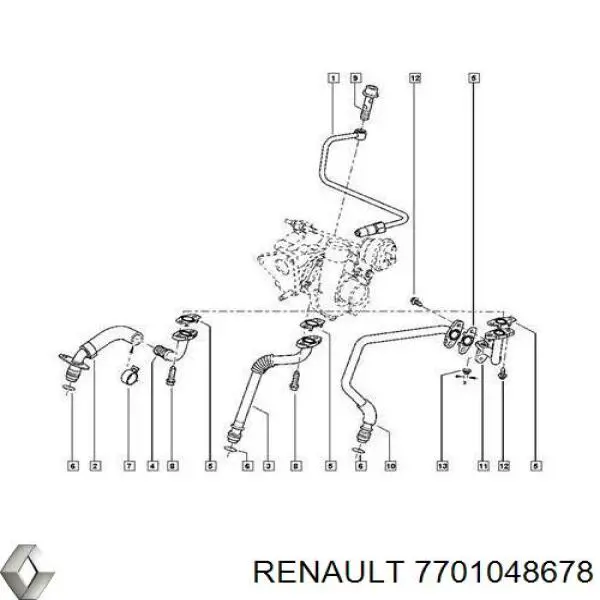 7701048678 Renault (RVI) Прокладка шланга отвода масла от турбины