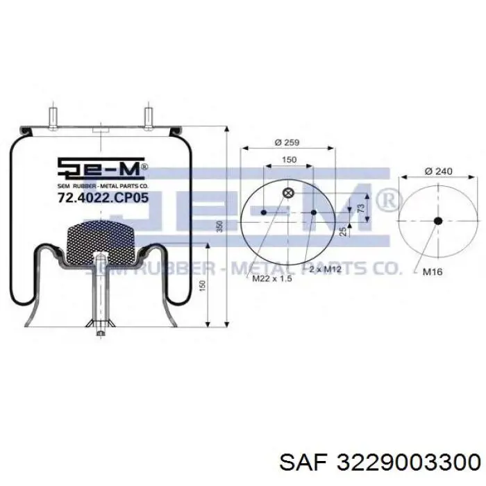 3 229 0033 00 SAF Пневмоподушка (пневморессора) моста