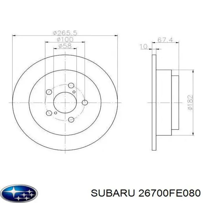26700FE080 Subaru Диск тормозной задний
