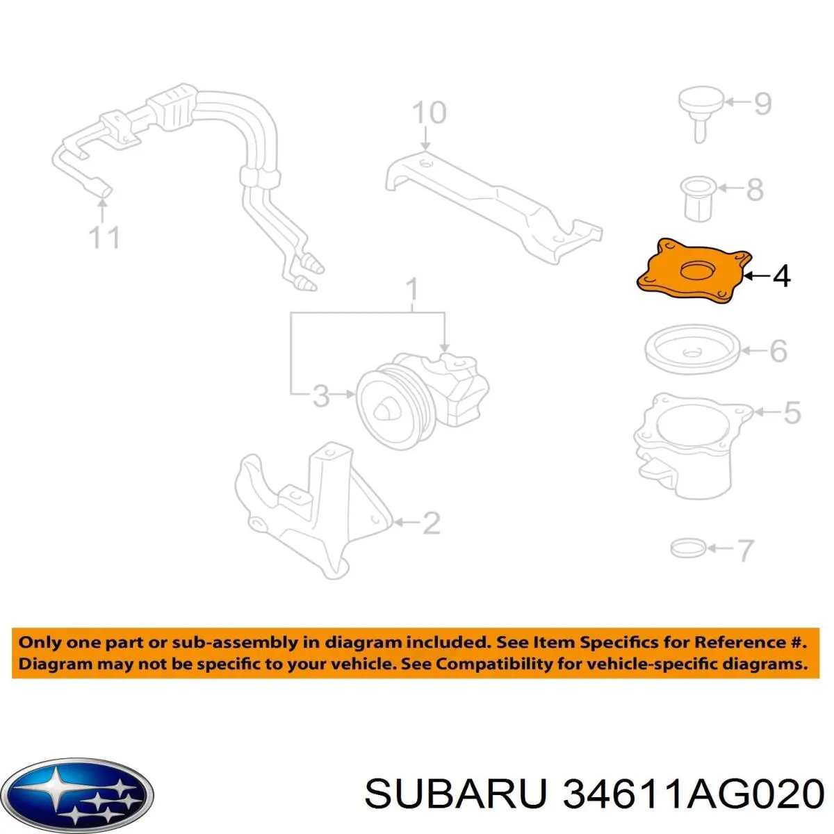 34611AG020 Subaru Шланг ГУР низкого давления, от бачка к насосу