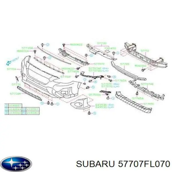 57707FL070 Subaru Кронштейн бампера переднего центральный