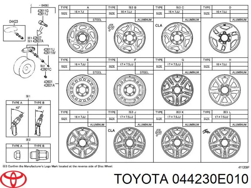 0442333030 Toyota Крепление датчика давления воздуха в шинах