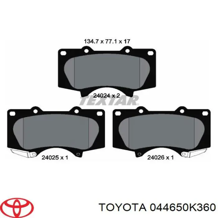 044650K360 Toyota Колодки тормозные передние дисковые