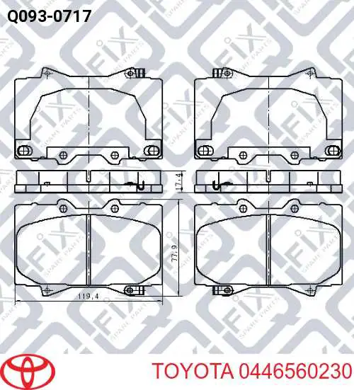 0446560230 Toyota Колодки тормозные передние дисковые