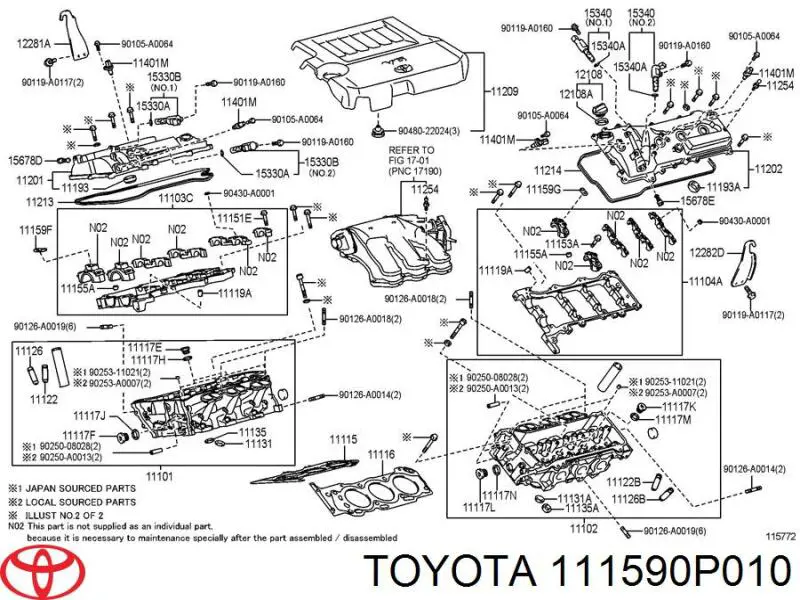 111590P010 Toyota прокладка масляной магистрали управления муфтой