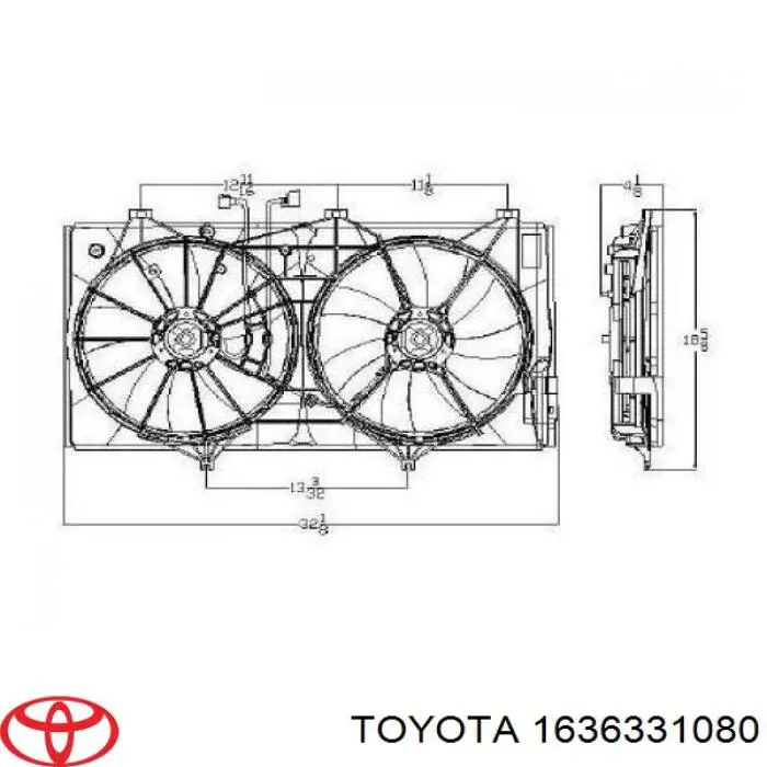 1636331080 Toyota мотор вентилятора системы охлаждения левый