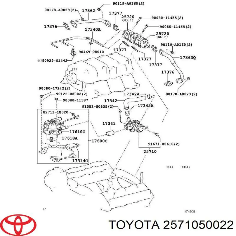 2571050022 Toyota сравнить цены на Автопро