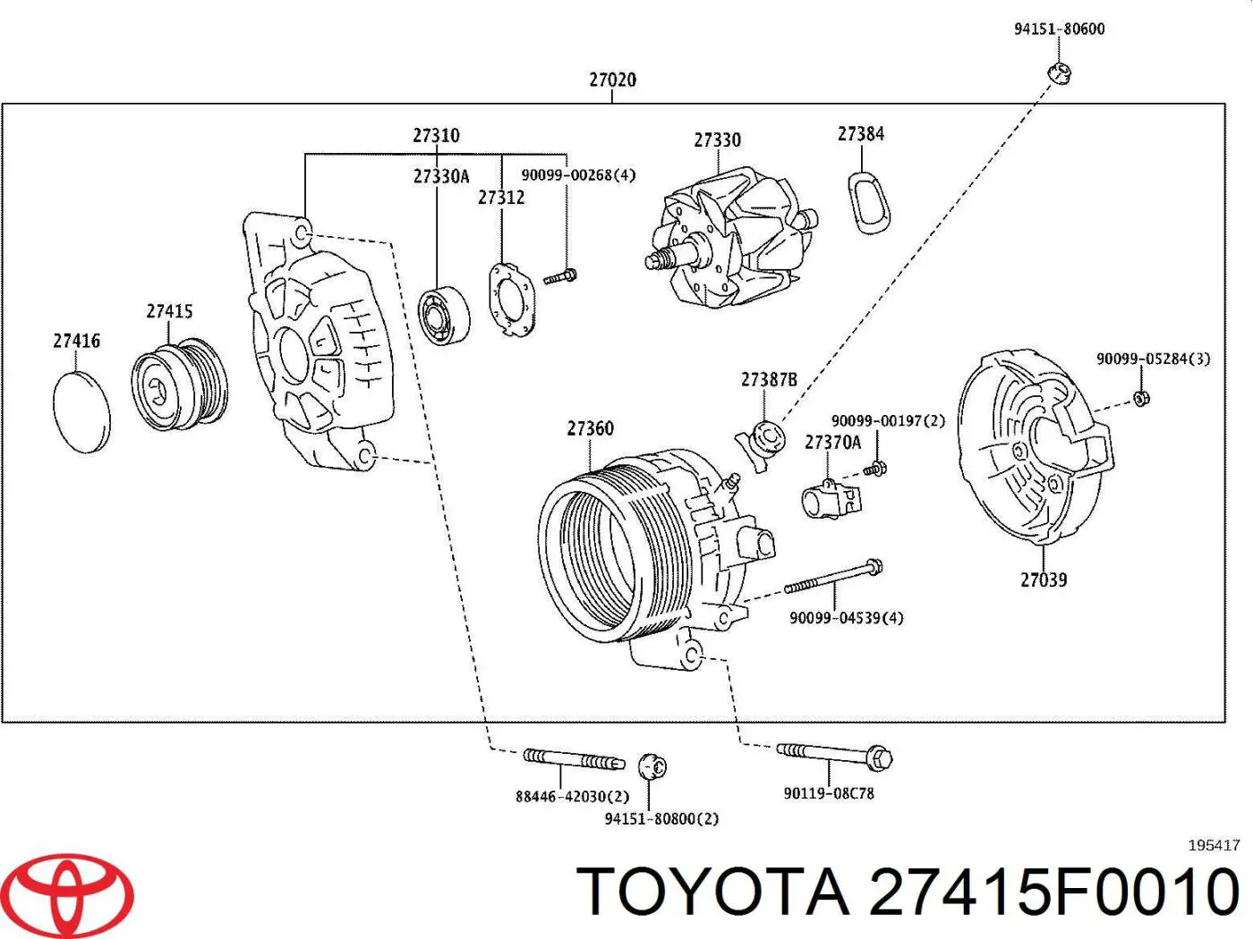 27415F0010 Toyota Шкив генератора