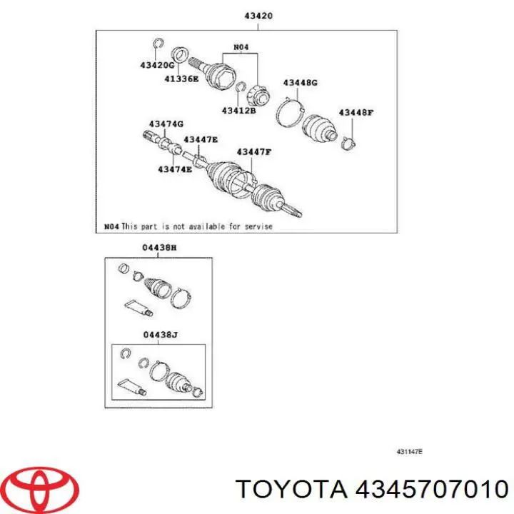 4345707010 Toyota Опора подвесного подшипника передней полуоси