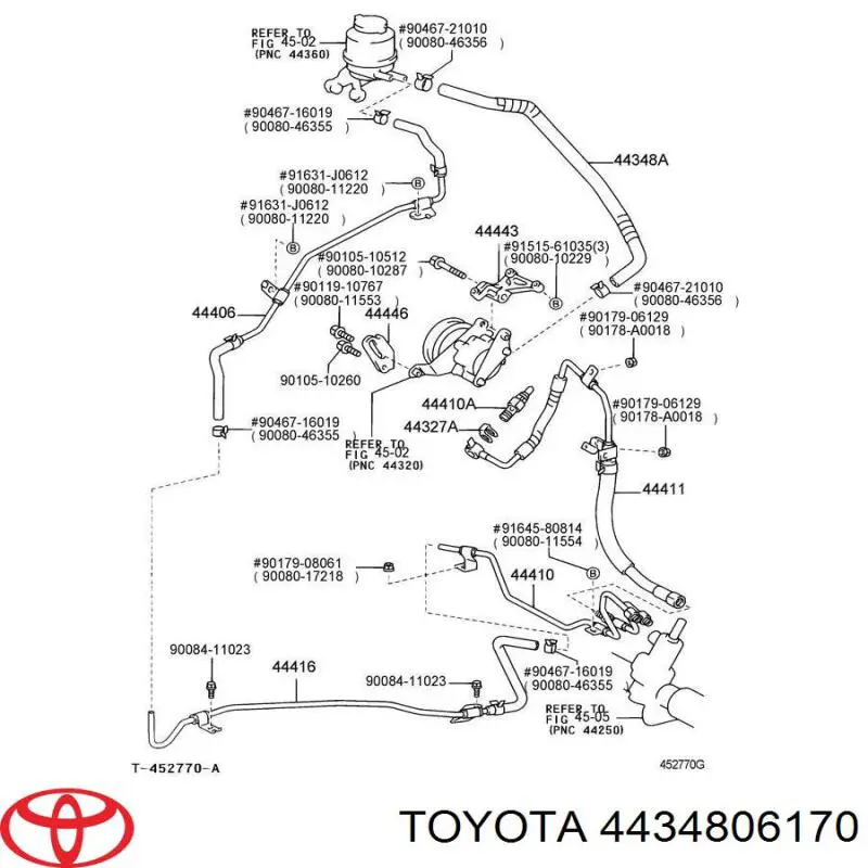 4434806170 Toyota Шланг ГУР высокого давления от насоса до рейки ...