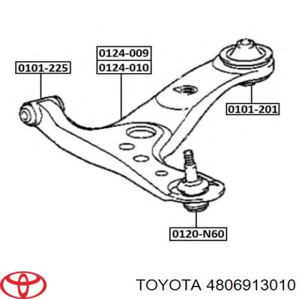 4806913010 Toyota Рычаг передней подвески нижний левый
