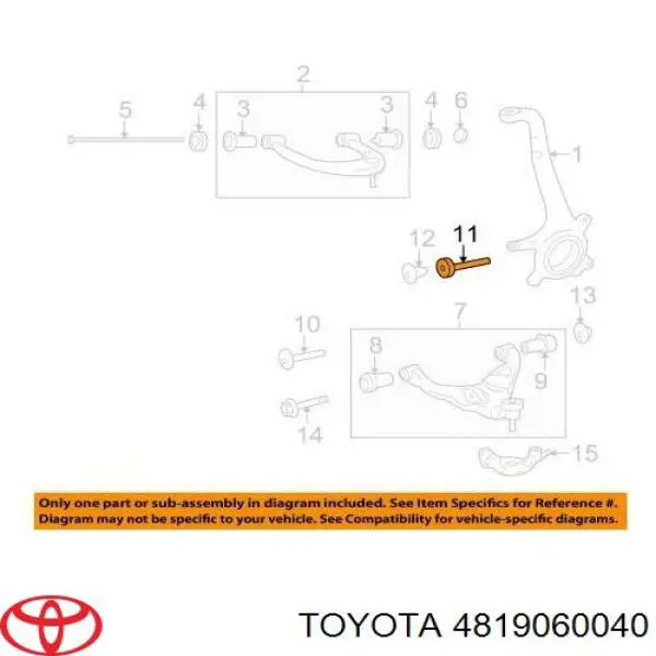 4819060040 Toyota Болт крепления переднего рычага, нижнего