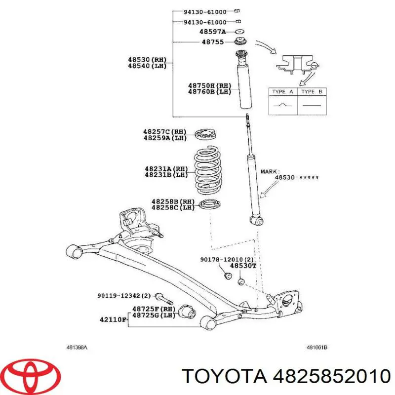 4825852010 Toyota Проставка (резиновое кольцо) пружины задней нижняя