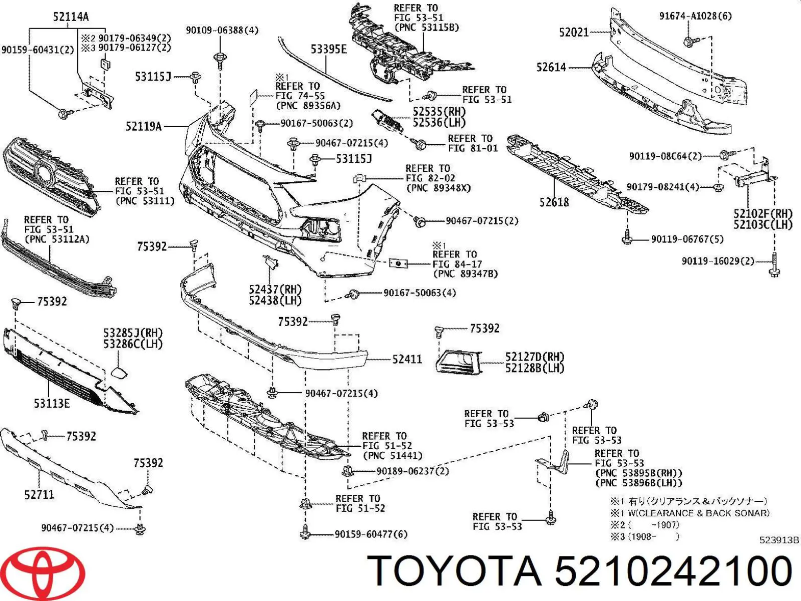 5210242100 Toyota кронштейн усилителя переднего бампера