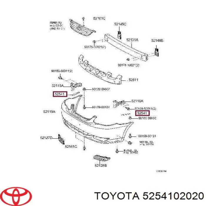5254102020 Toyota накладка бамперу