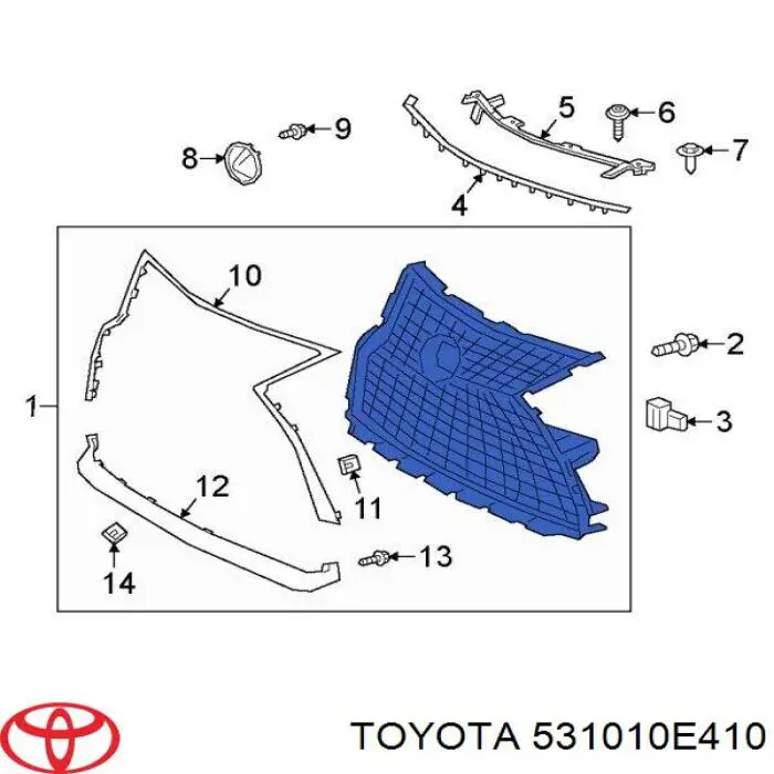 531010E410 Toyota решетка радиатора