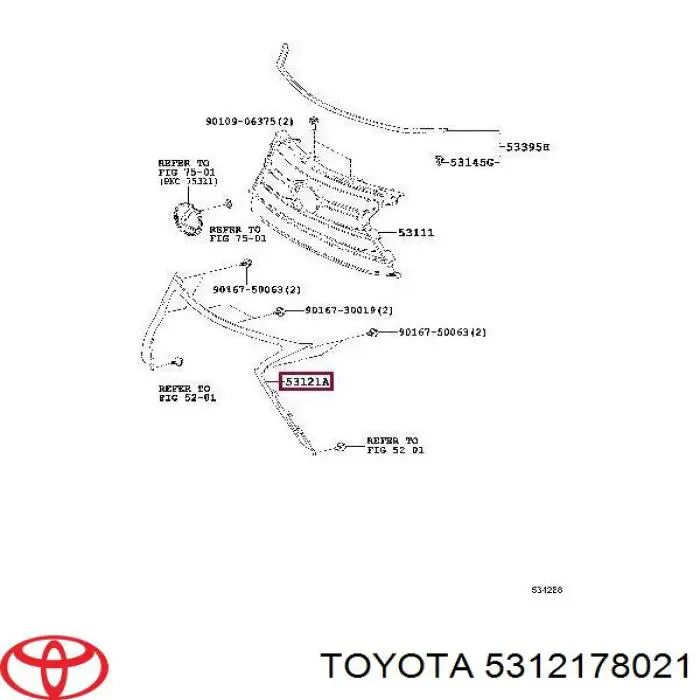 5312178021 Toyota Молдинг решетки радиатора
