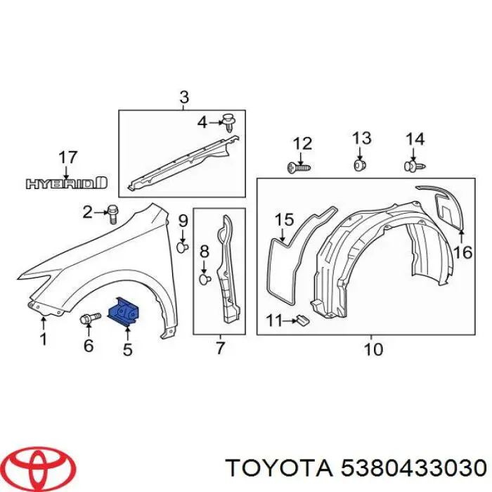 Кронштейн крепления крыла переднего левого передний для Toyota Camry ...