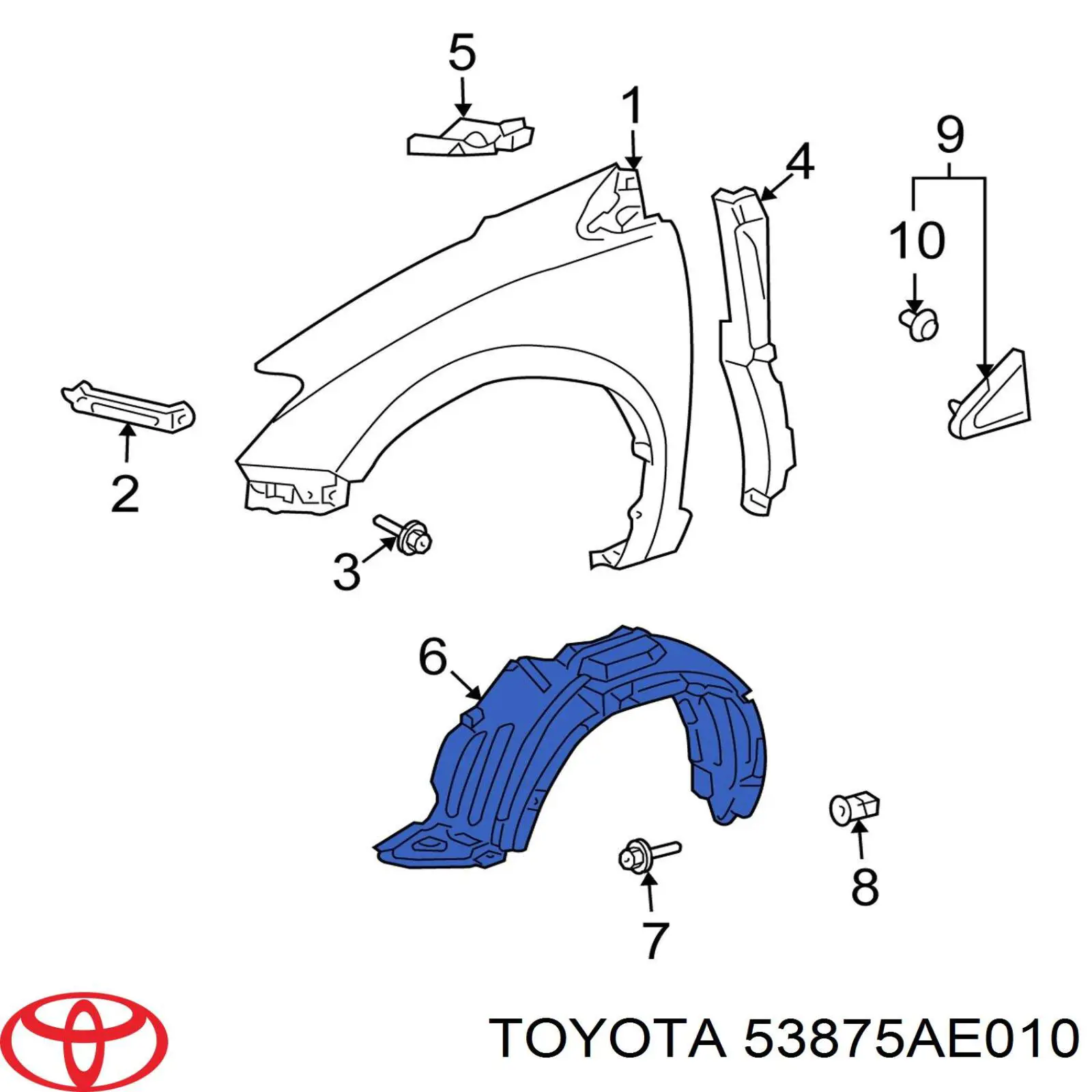 53875AE010 Toyota подкрылок передний правый