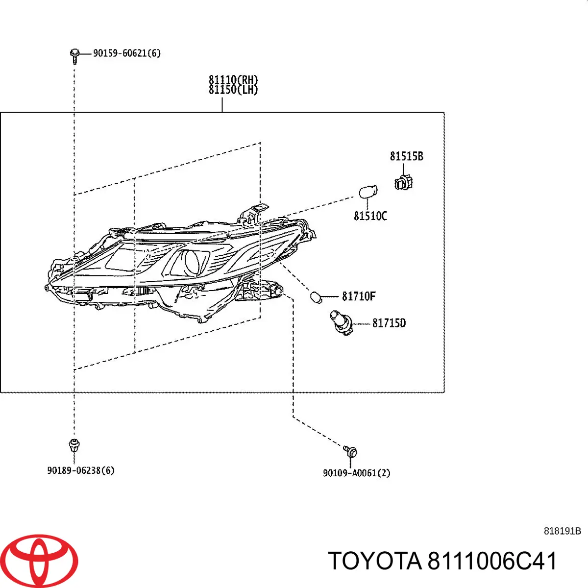 8111006C41 Toyota фара правая