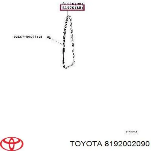 8192002090 Toyota Катафот (отражатель) заднего бампера левый