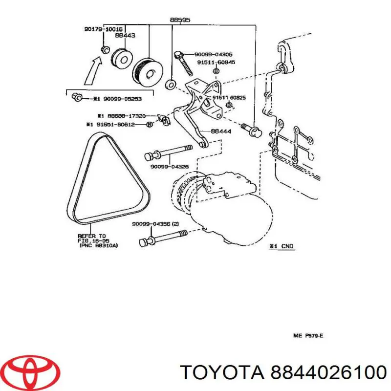 8844026100 Toyota ролик натяжителя приводного ремня