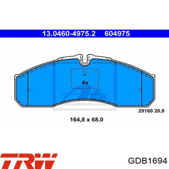 GDB1694 TRW колодки тормозные передние дисковые