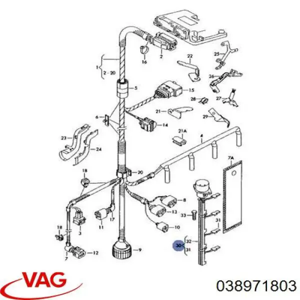 038971803 VAG Кабельный канал проводов катушек зажигания