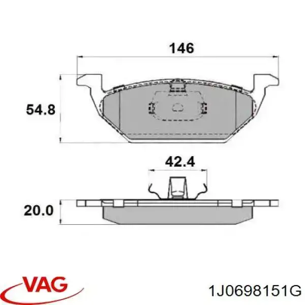 1J0698151G VAG Колодки тормозные передние дисковые