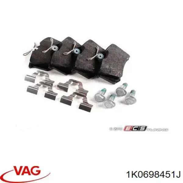 1K0 698 451J VAG Колодки тормозные задние дисковые