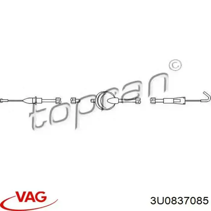 3U0837085 VAG Трос (тяга) открывания замка двери передней левой
