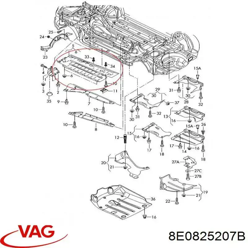 8E0825207B VAG защита днища левая