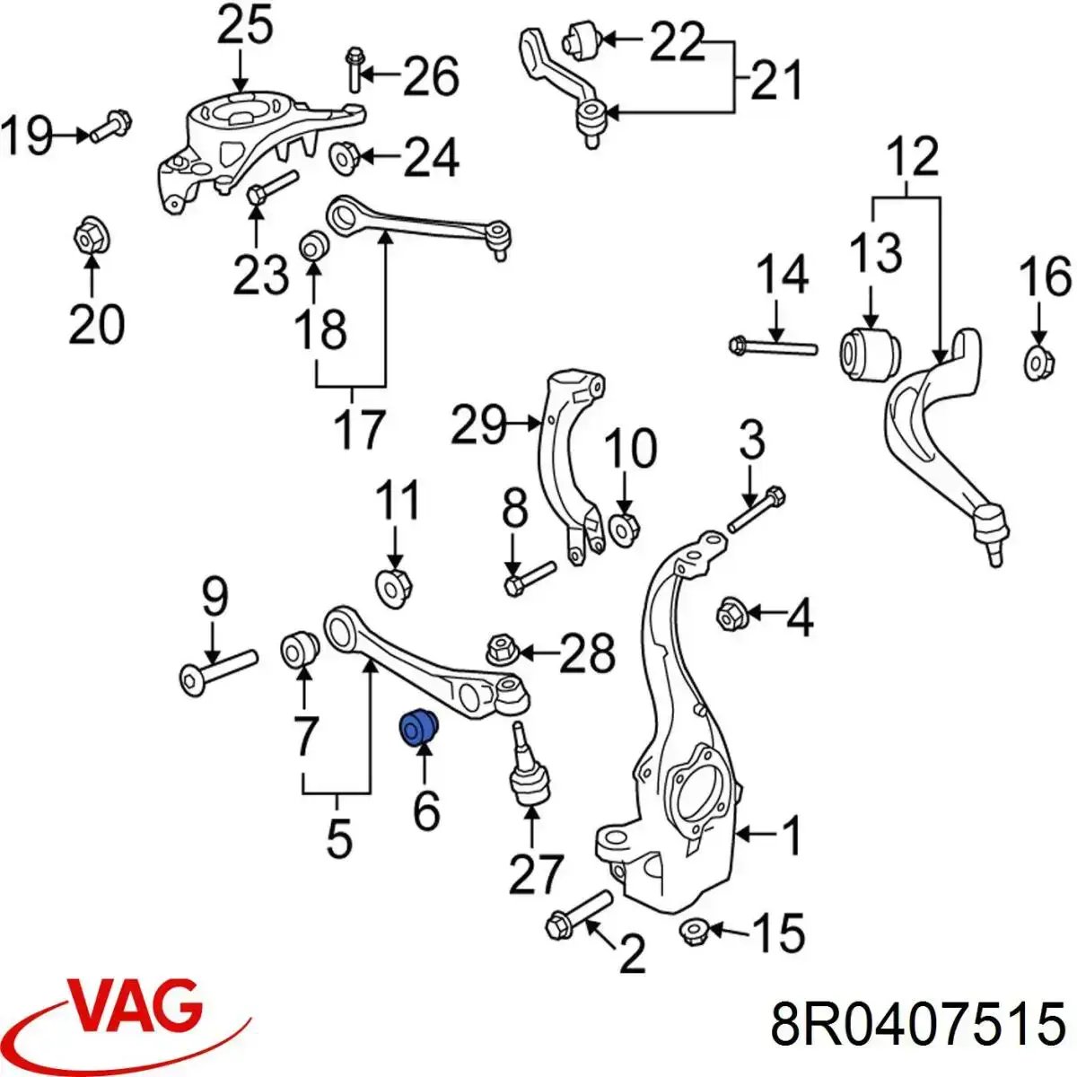 8K0407509A VAG рычаг передней подвески верхний левый