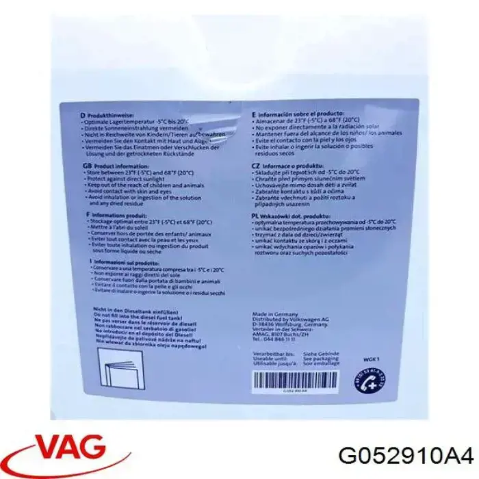 G052910A4 VAG Жидкость AD Blue, мочевина, 10л