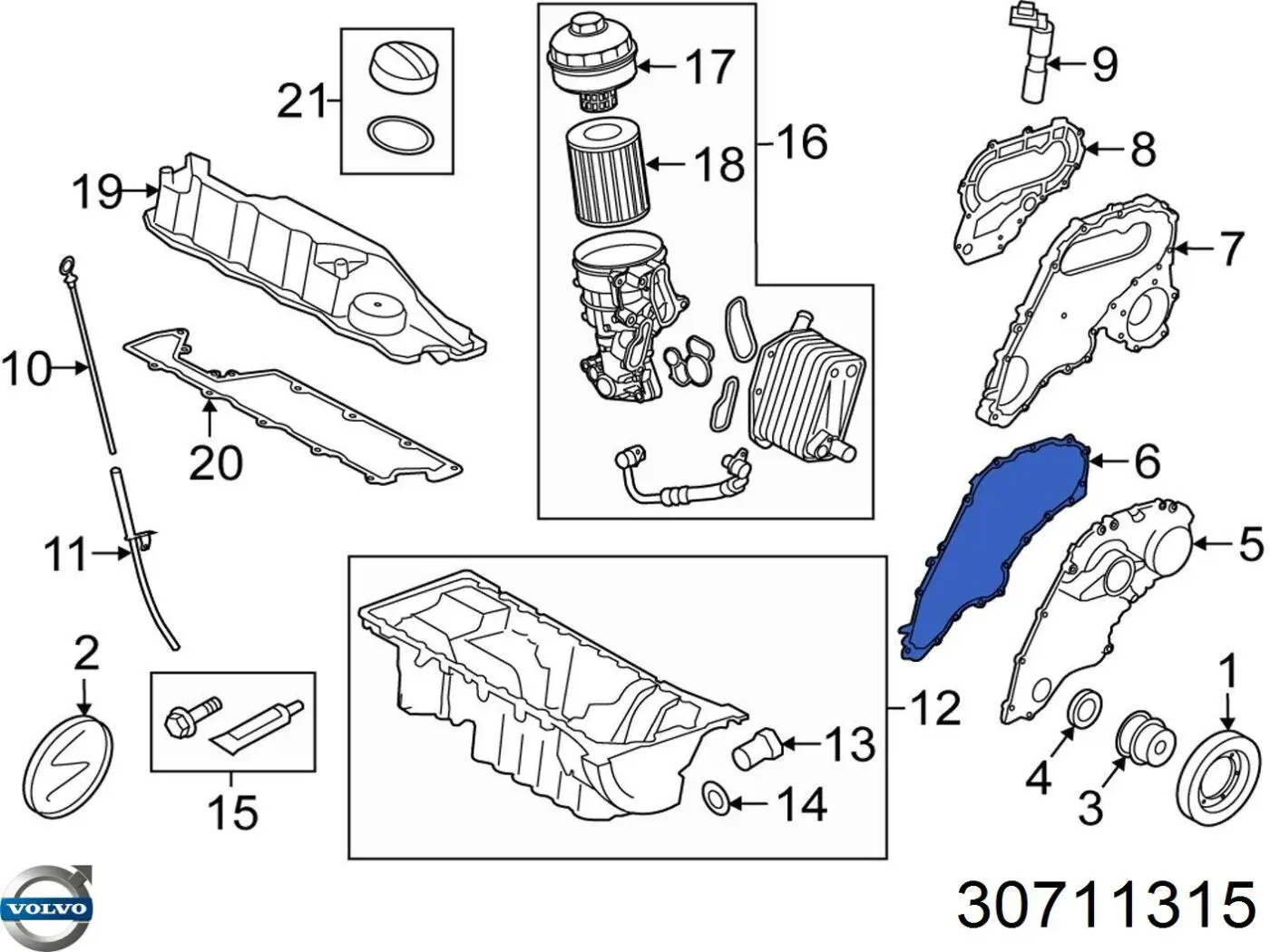 30711315 Volvo прокладка средняя привода грм