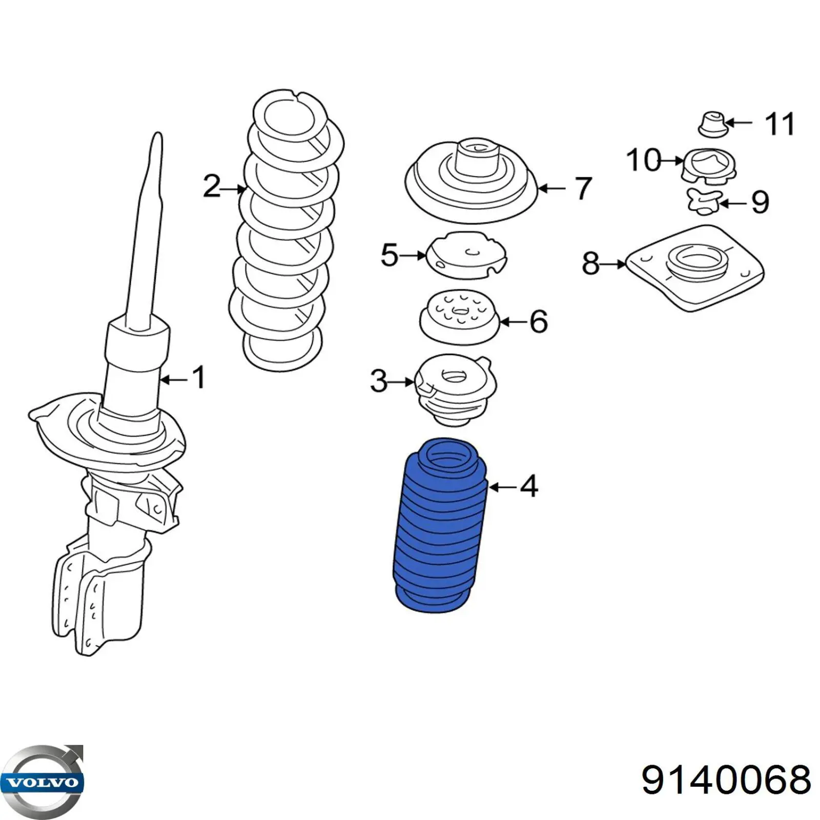 9140068 Volvo пыльник стойки передней