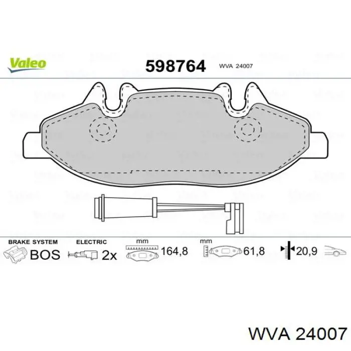 24007 WVA Колодки тормозные передние дисковые