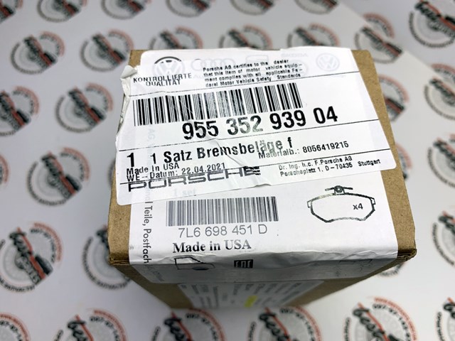 95535293904 Porsche Колодки тормозные задние дисковые
